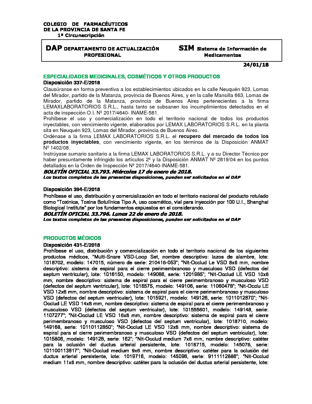 Disposiciones-11-pdf – Colegio de Farmacéuticos de Santa Fe 1 Circ.